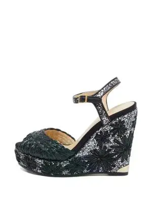 JIMMY CHOO Perla Braided Wedge Sandals - Black