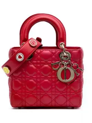Dior 2016 Small Lambskin Cannage My Abcdior Lady Satchel - Red