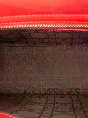 Dior 2016 Small Lambskin Cannage My Abcdior Lady Satchel - Red