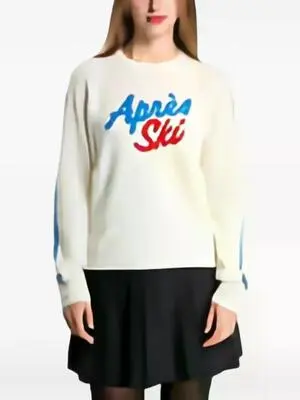 MC2 SAINT BARTH Off-white New Queen Crew-neck Knit Sweater With Après Ski Embroidery - Neutrals