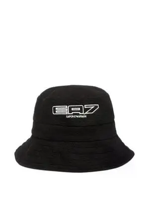 EA7 Logo-embroidered Fleece Bucket Hat - Black