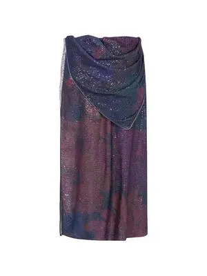 MAISON MARGIELA Printed Paillettes Draped Maxi Skirt