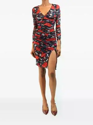 Diane Von Furstenberg Ruched Floral-print Mini Dress