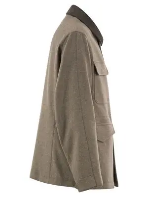 MONTECORE Virgin Wool Field Jacket With Alcantara Details