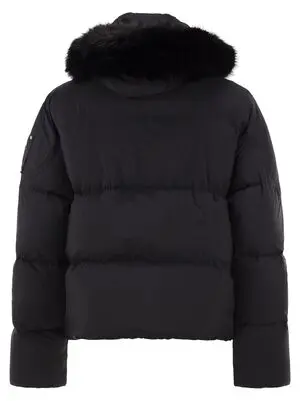 Moose Knuckles Everest Cropped Down Jacket With Faux Fur-trimmed Hood