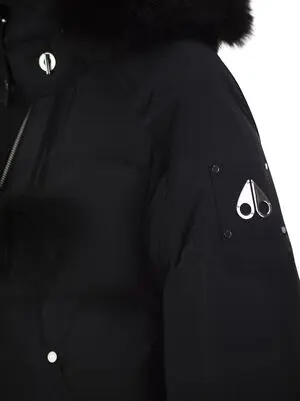 Moose Knuckles Everest Cropped Down Jacket With Faux Fur-trimmed Hood