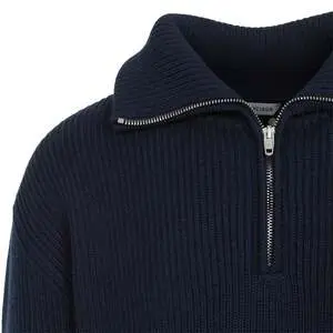 Balenciaga Half Zip Knit Sweater - Blue
