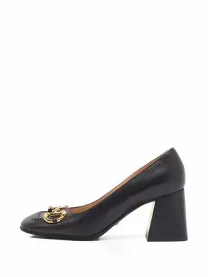 Gucci Horsebit Leather Block-heel Pumps