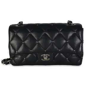 Chanel Studded Lambskin Single Shoulder Flap Bag - Black