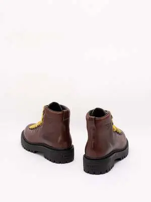 Prada Antiqued Leather Lace-up Ankle Boots - Multicolor