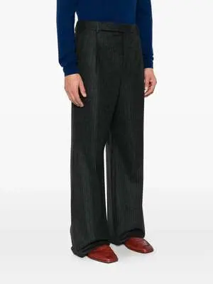 Saint Laurent Fluid Pants In Pinstripe Brushed Wool Felt