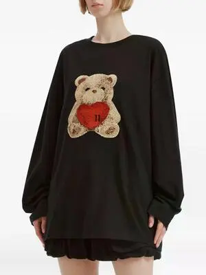 We11Done Heart Teddy Bear-patch Long-sleeve T-shirt