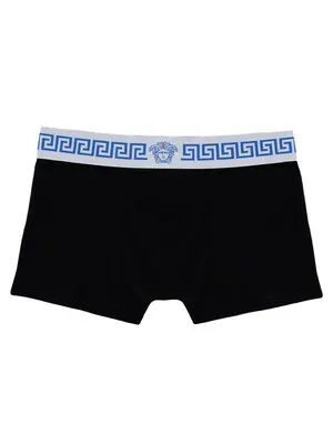 Versace Boxer In Cotone Con Greca - Blue