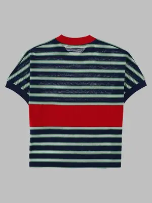 Versace T-shirt In Cotone A Righe Con Logo