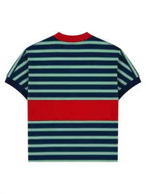 Versace T-shirt In Cotone A Righe Con Logo