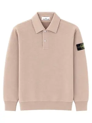 Stone Island Felpa Oversize Con Colletto Polo - Beige