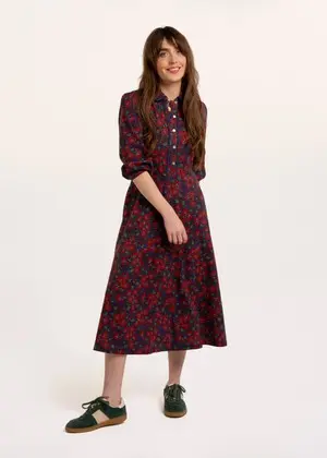 BRAKEBURN Elm 3/4 Sleeve Collared Dress - Navy