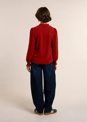 BRAKEBURN Lea Pintuck Pleated Long Sleeve Blouse