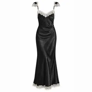 ANOTHER GIRL Lace Trim Satin Maxi Dress