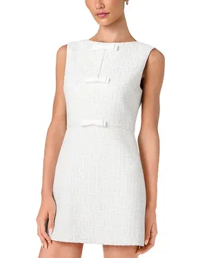 French Connection Scattered Tinsel Bow Trim Mini Dress - Silver/multi