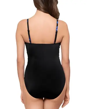 Magicsuit Sketchbook Louise Beaded Strap Ruched Swimsuit - Black/multi