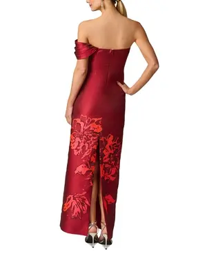 Aidan Mattox Jacquard Off Shoulder Gown
