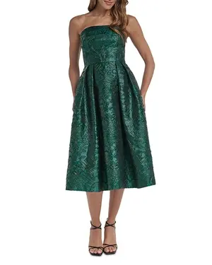 Eliza J Textured Strapless Bustier Midi Dress