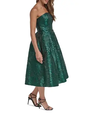 Eliza J Textured Strapless Bustier Midi Dress
