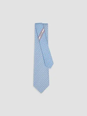 FERRAGAMO Dachshund-print Silk Tie - Celeste