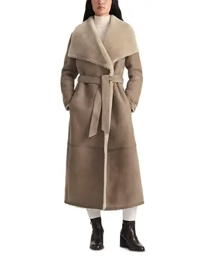 Mackage Marian Shearling Reversible Wrap Coat - Truffle/taupe