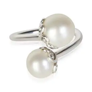 Tiffany & Co. Sterling Silver Pearl Goldoni Heart Pearl Bypass Ring
