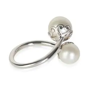 Tiffany & Co. Sterling Silver Pearl Goldoni Heart Pearl Bypass Ring