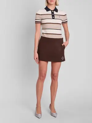 Casablanca Café Striped Cotton & Wool-blend Polo Top