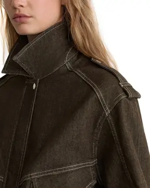 REISS Petites Blair Cotton Blend Denim Jacket