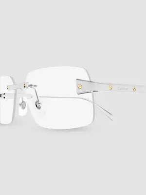 Cartier Santos De 59mm Platinum-plated Rimless Rectangular Eyeglasses - Silver