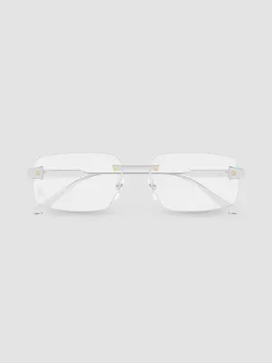 Cartier Santos De 59mm Platinum-plated Rimless Rectangular Eyeglasses - Silver