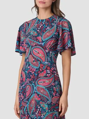 Shoshanna Mallie Paisley Fluted-hem Midi Dress