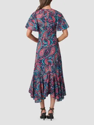 Shoshanna Mallie Paisley Fluted-hem Midi Dress