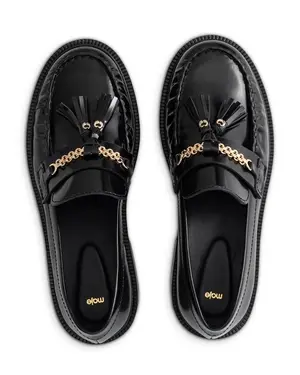 Maje Tassel & Chain Leather Loafers