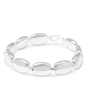 LIÉ STUDIO Monica Oval Link Flex Bracelet - Silver