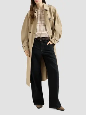 Brunello Cucinelli Silk Organza T-shirt In Macro Check Print With Shiny Neck Detail - Buff