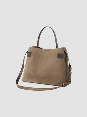 Brunello Cucinelli Essence Top Handle Bag In Suede With Precious Bands