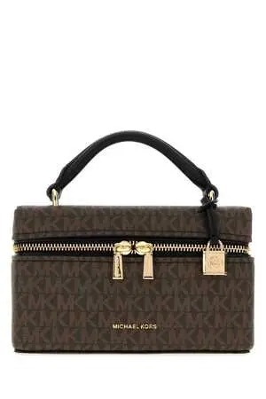 Michael Kors Mini Canvas Jana Handbag With Golden Hardware