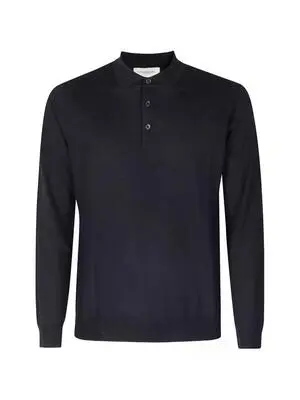 PAOLO PECORA Long-sleeve Wool Polo Shirt - Black