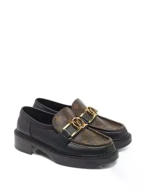 LOUIS VUITTON Academy Monogram Loafers - Black
