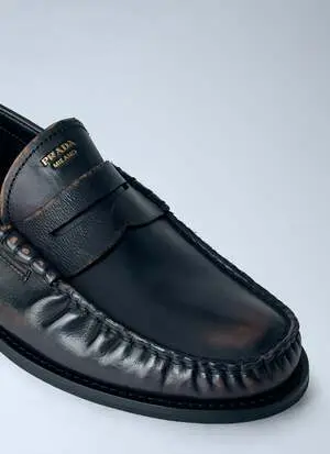 Prada Antiqued Leather Loafers
