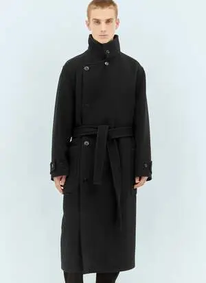 LEMAIRE Wrap Wool Coat - Black