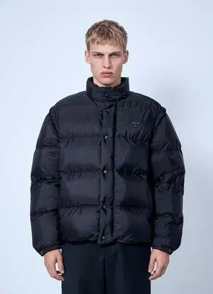Prada Re-nylon Down Jacket With Removable Sleeves