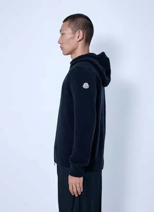 Moncler Bouclé Wool Blend Zip-up Hoodie