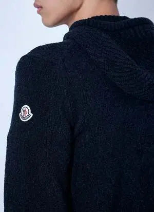 Moncler Bouclé Wool Blend Zip-up Hoodie